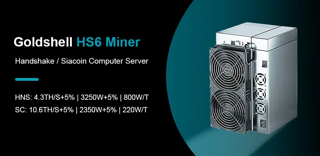 Goldshell HS6 Miner 4.3T 3250W HNS Handshake Siacoin Computer Server ...